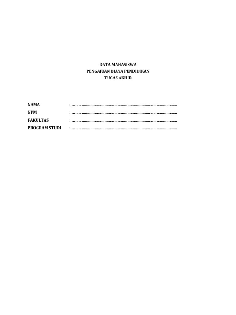 Form Pengajuan BOP Tugas Akhir | PDF