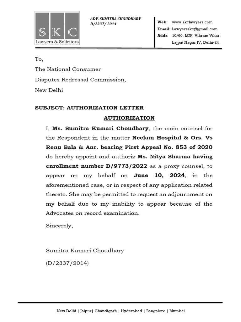 Authority Letter - NCDRC | PDF
