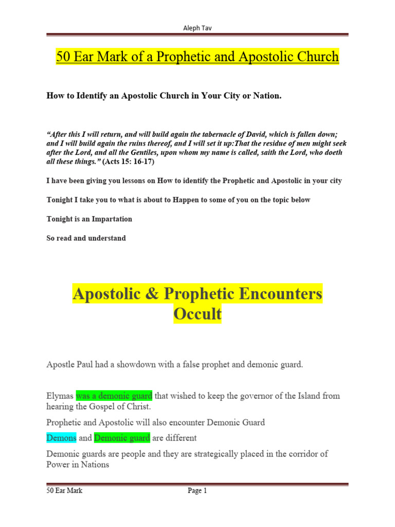 50 Ear Mark of A Prophetic and Apostolic Church Part 7 | PDF | Jesus ...
