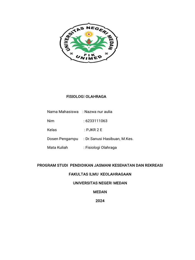 Fisiologi Olahraga Nazwa Nur Aulia PJKR e 2 | PDF | Sains & Matematika