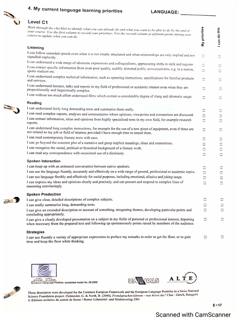 Learning Priorities - C1 | PDF