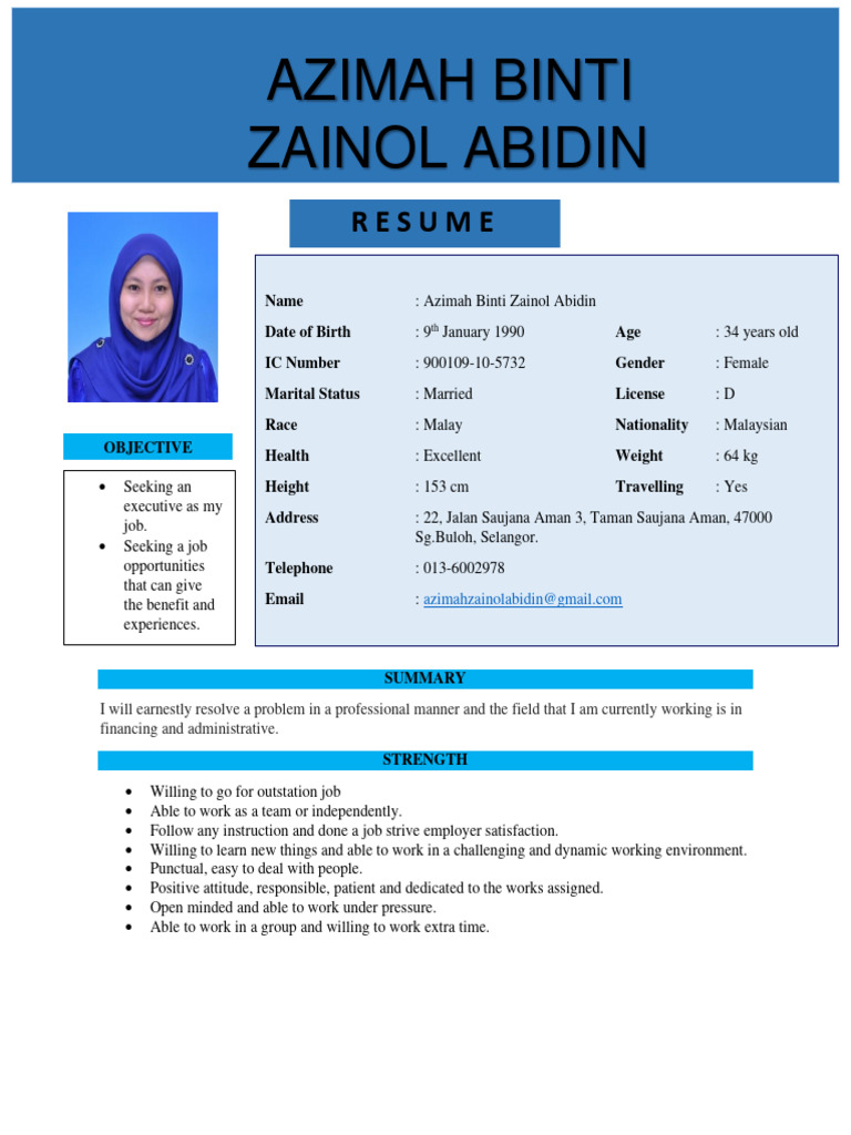 Resume (Azimah) | PDF