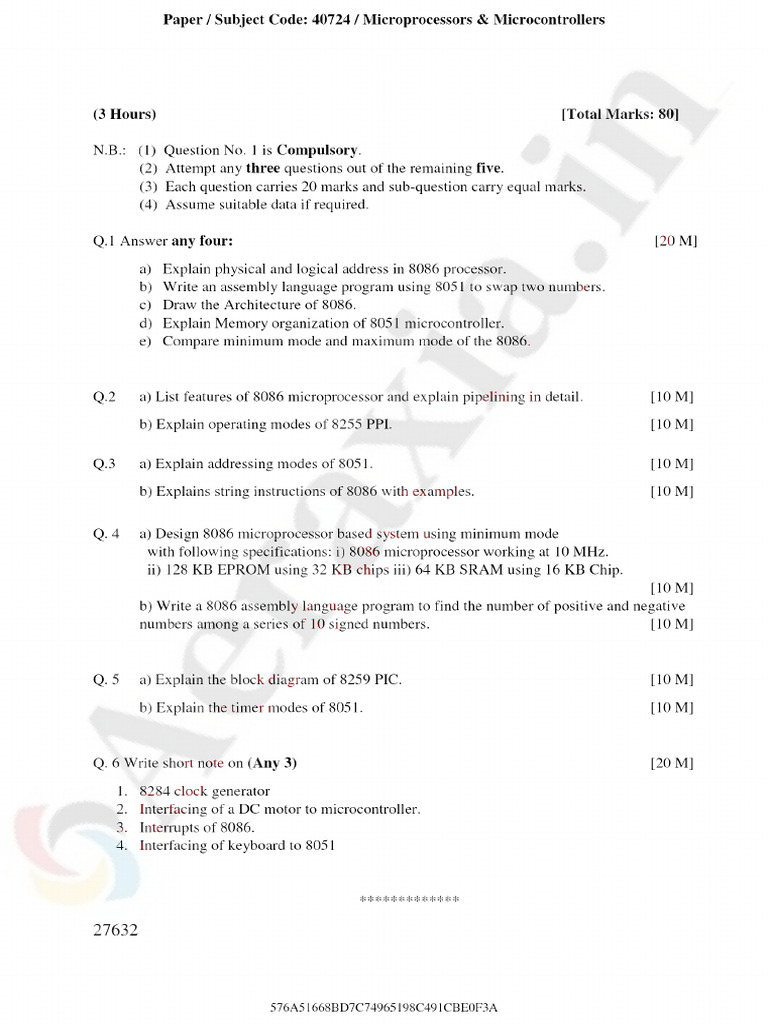 Microprocessor and Microcontroller - PYQ - 2023 MAY TO DEC - Aeraxia - in | PDF