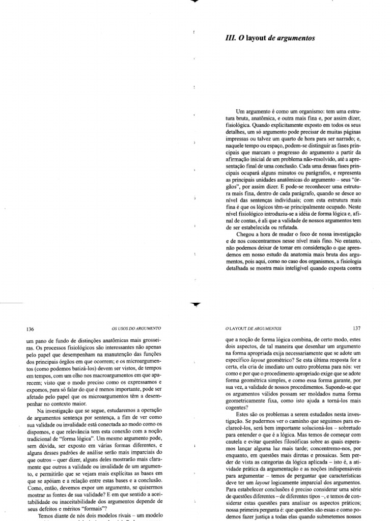 30-Stephen Toulmin - Os Usos Do Argumento - O Layout Dos Argumentos | PDF