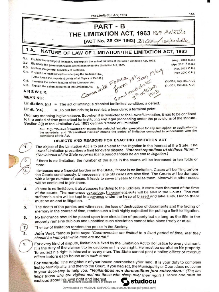 Limitation Act 1963 | PDF