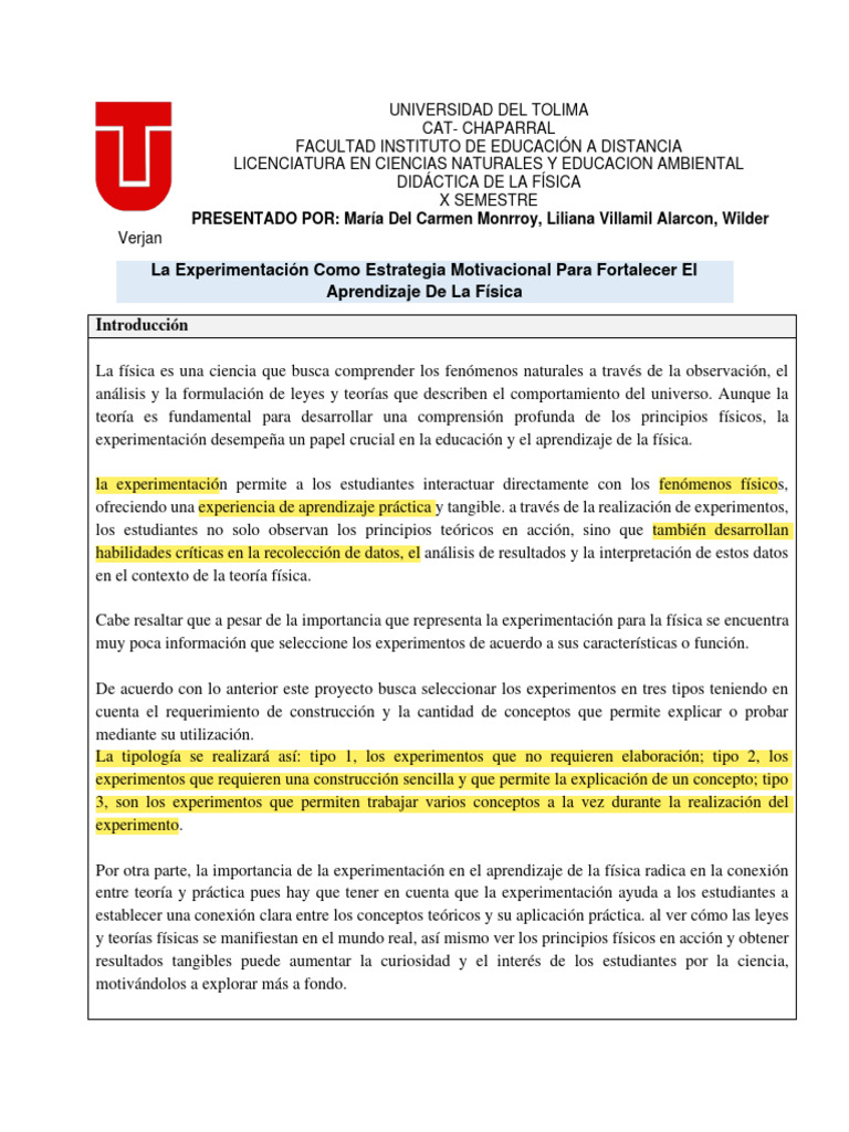 Pryecto Final de Fisica | PDF | Fuerza | Aprendizaje