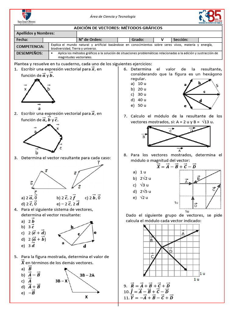 PAAS 04 - Vectores - Métodos Gráficos - Problemas | PDF | Vector Euclidiano | Sustracción