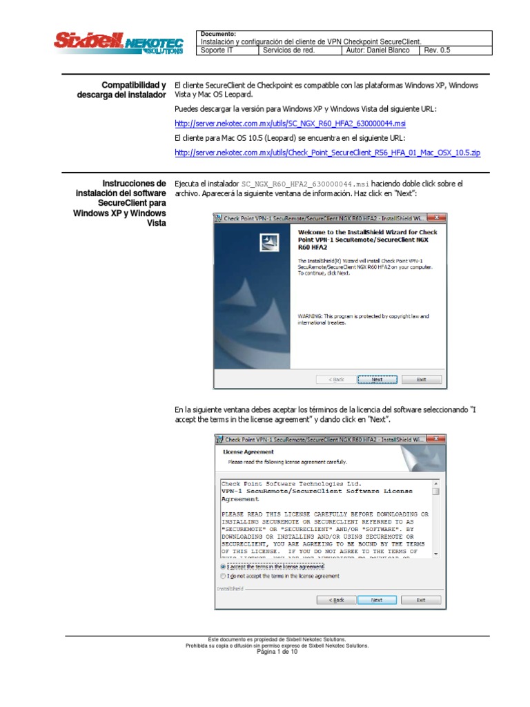 Conexion VPN Checkpoint v0 5 | Descargar gratis PDF | Windows Vista ...