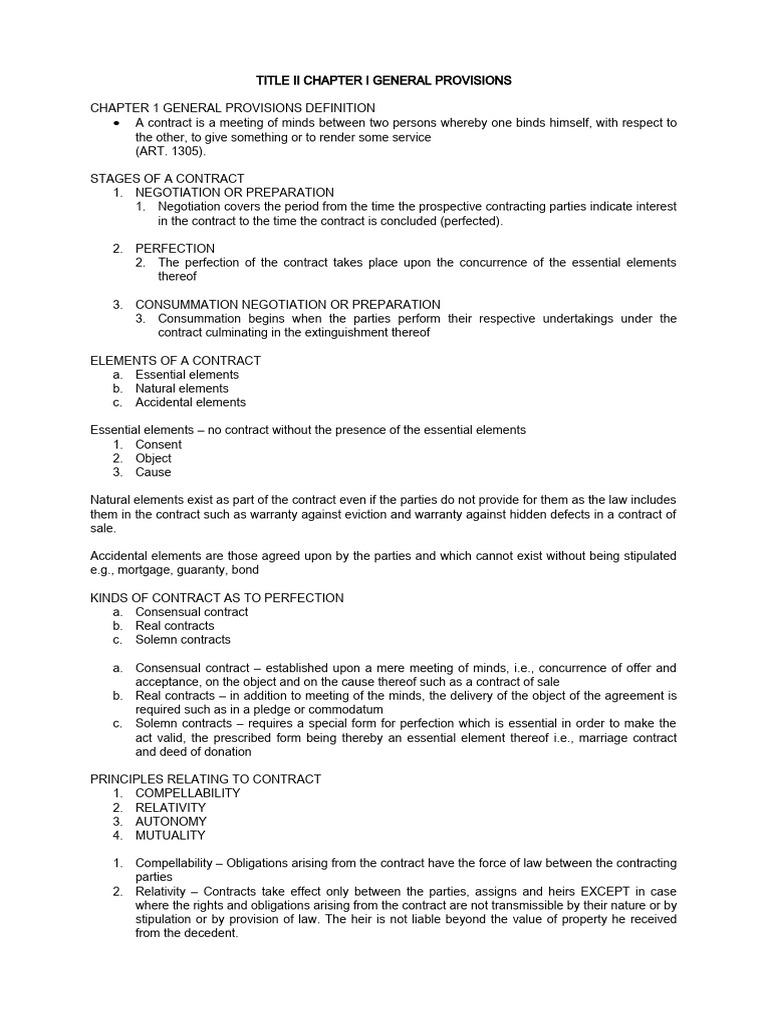 Summary Contracts Download Free Pdf Misrepresentation Annulment