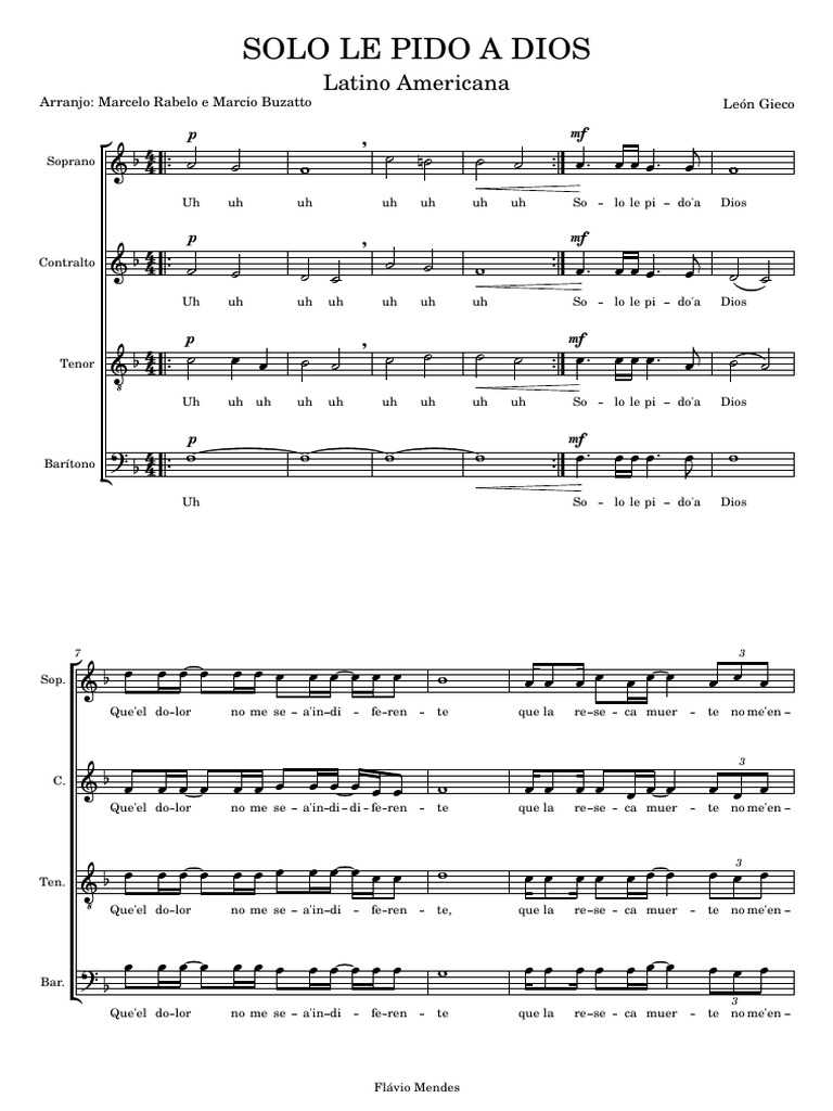 Solo le Pido a Dios - Partitura Coral | PDF