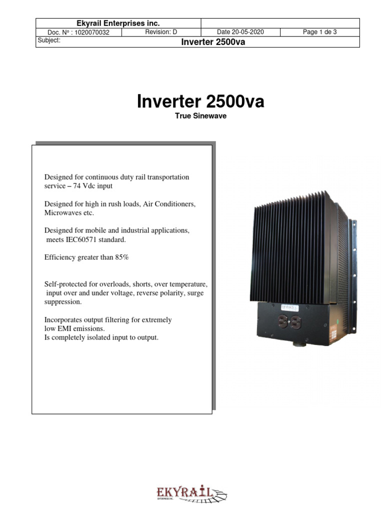 Inverter 2500va - Datasheet | Download Free PDF | Power Inverter ...