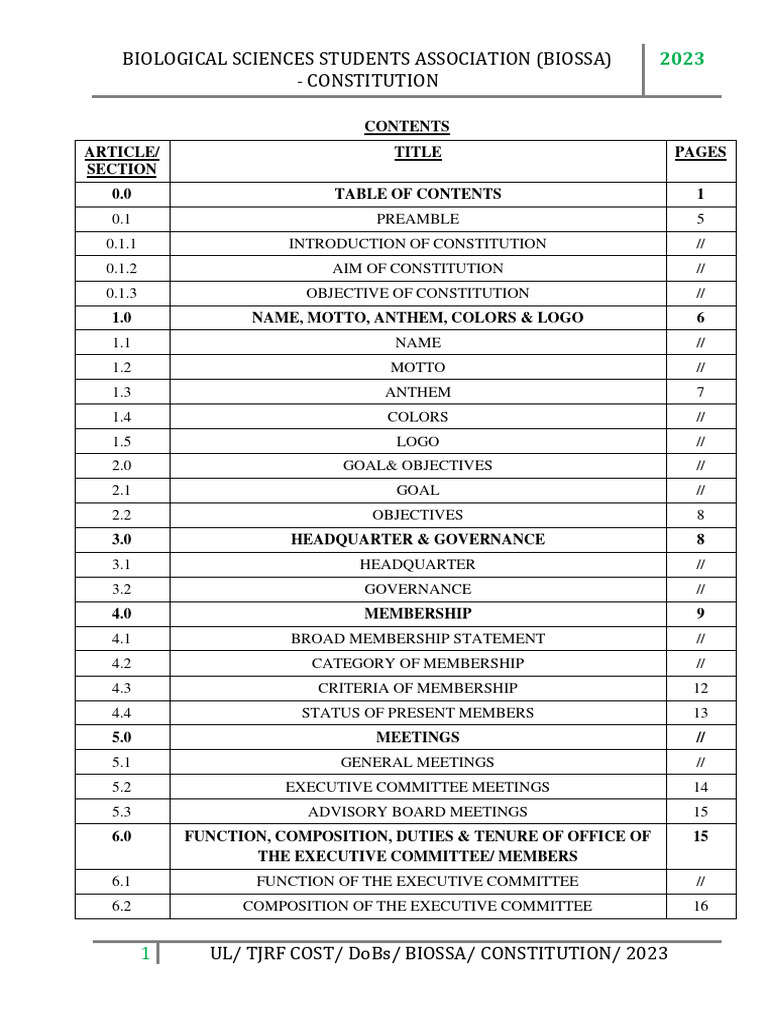 Biossa Constitution 2023 Revised Edition | PDF | Presidents Of The ...