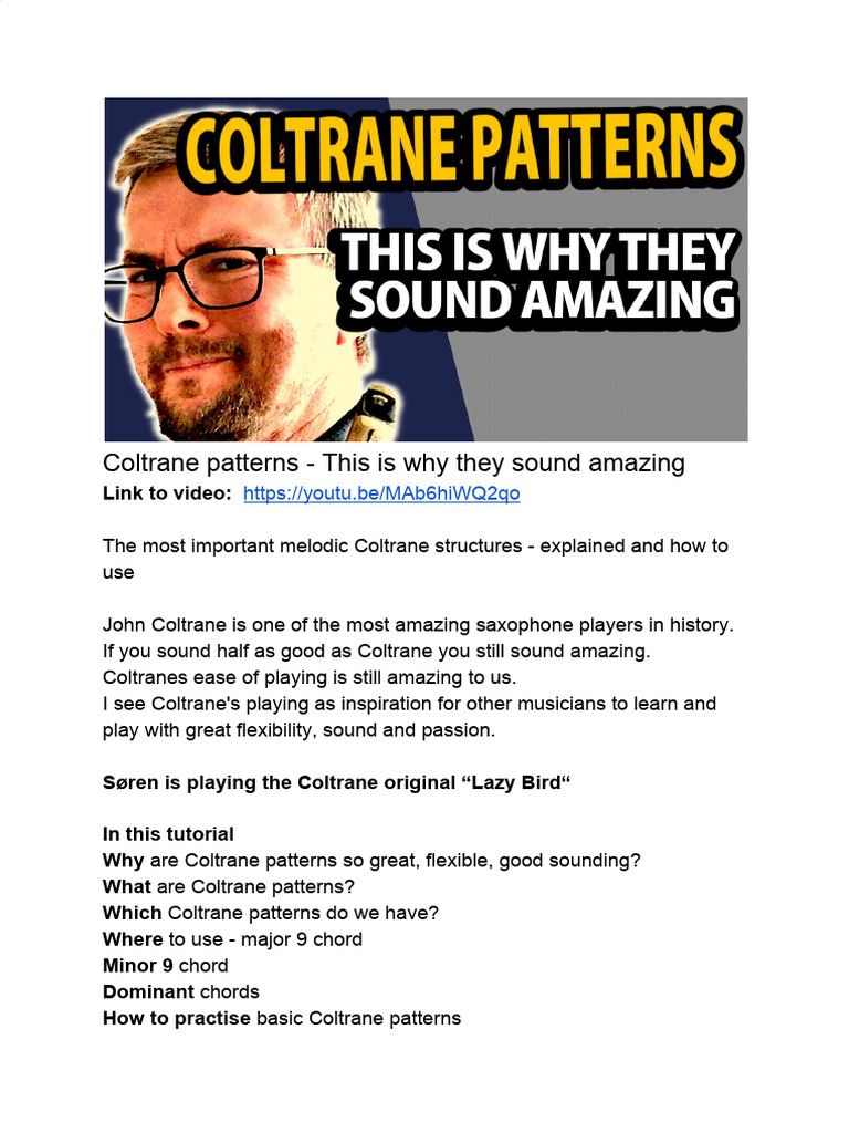 FULL LESSON TRANSCRIPTION 2020-27 The Most Important Melodic Coltrane ...