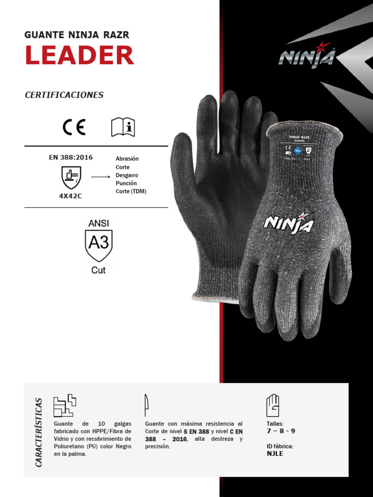 Ficha-Tecnica_Ninja_Leader (1) | PDF | Guante | Materiales