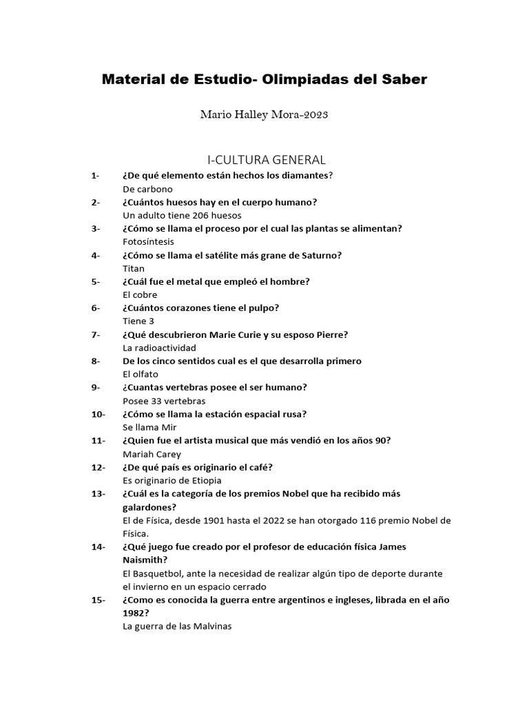 Material-Olimpiadas Del Saber | PDF | Paraguay