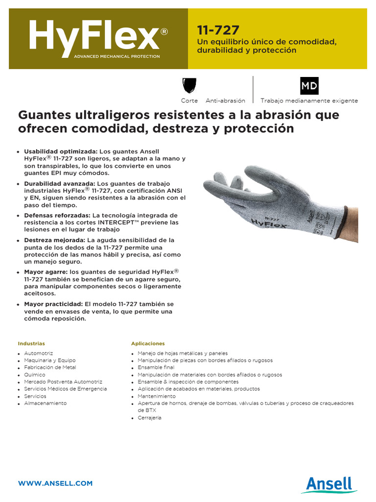 Hyflex-11-727 Pds Lac | PDF | Guante | Ropa de invierno