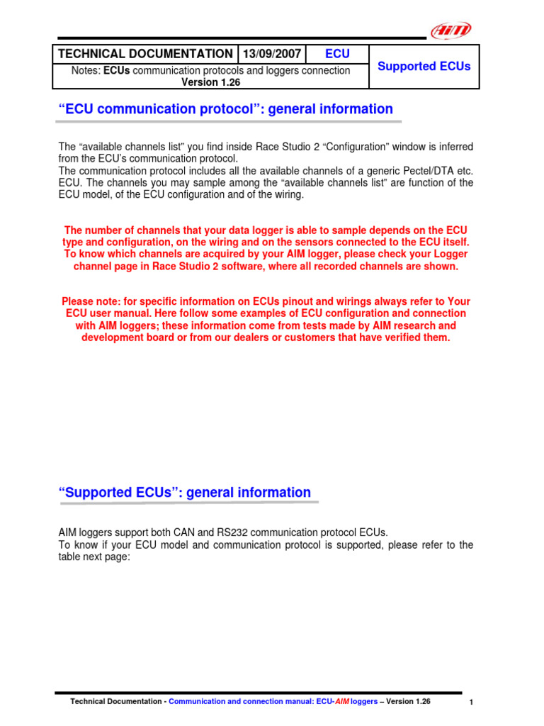 ECU-AIM Logger Connection Guide | PDF | Throttle | Brake