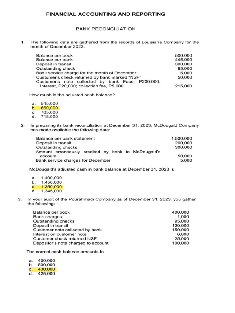Bank Reconciliation | PDF