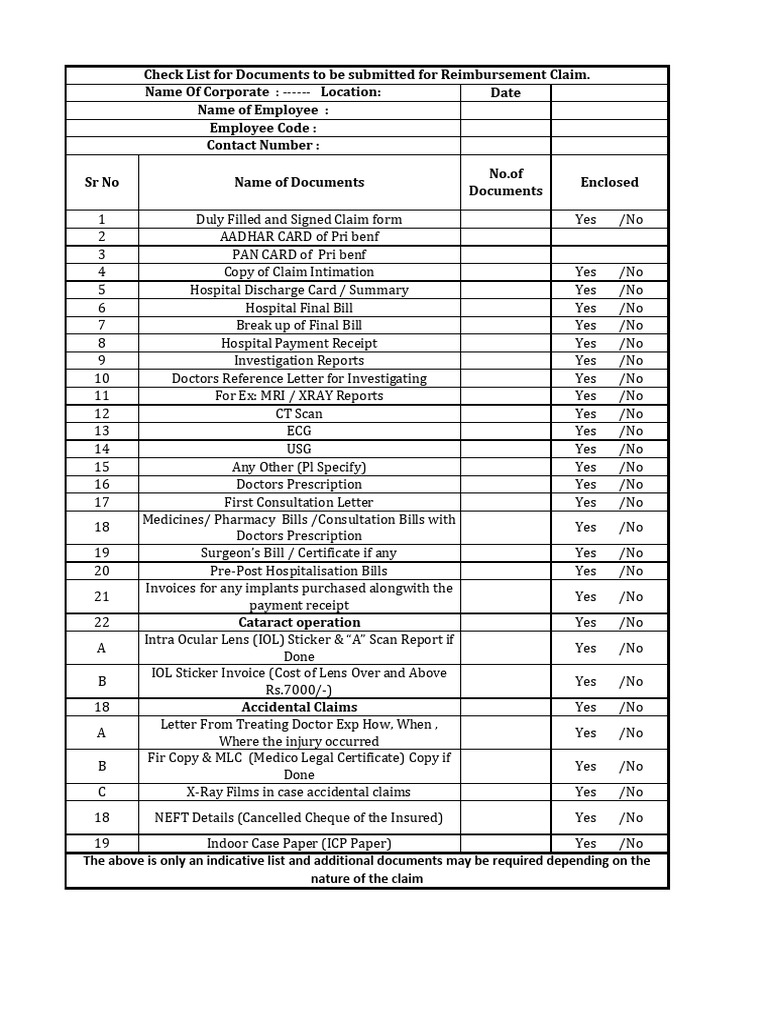 CHECK_LIST__2_ (1) | Download Free PDF | Receipt | Health Care