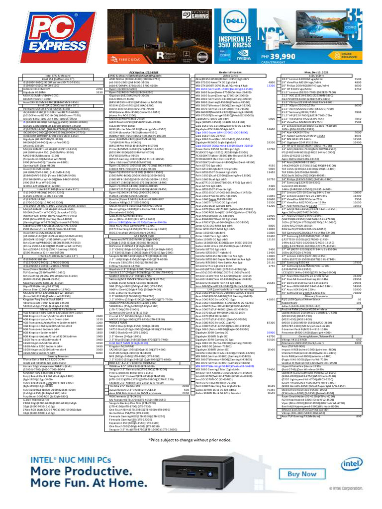 PC Express Dealers Pricelist Dec 13, 2021 | PDF | Computing | Computer ...