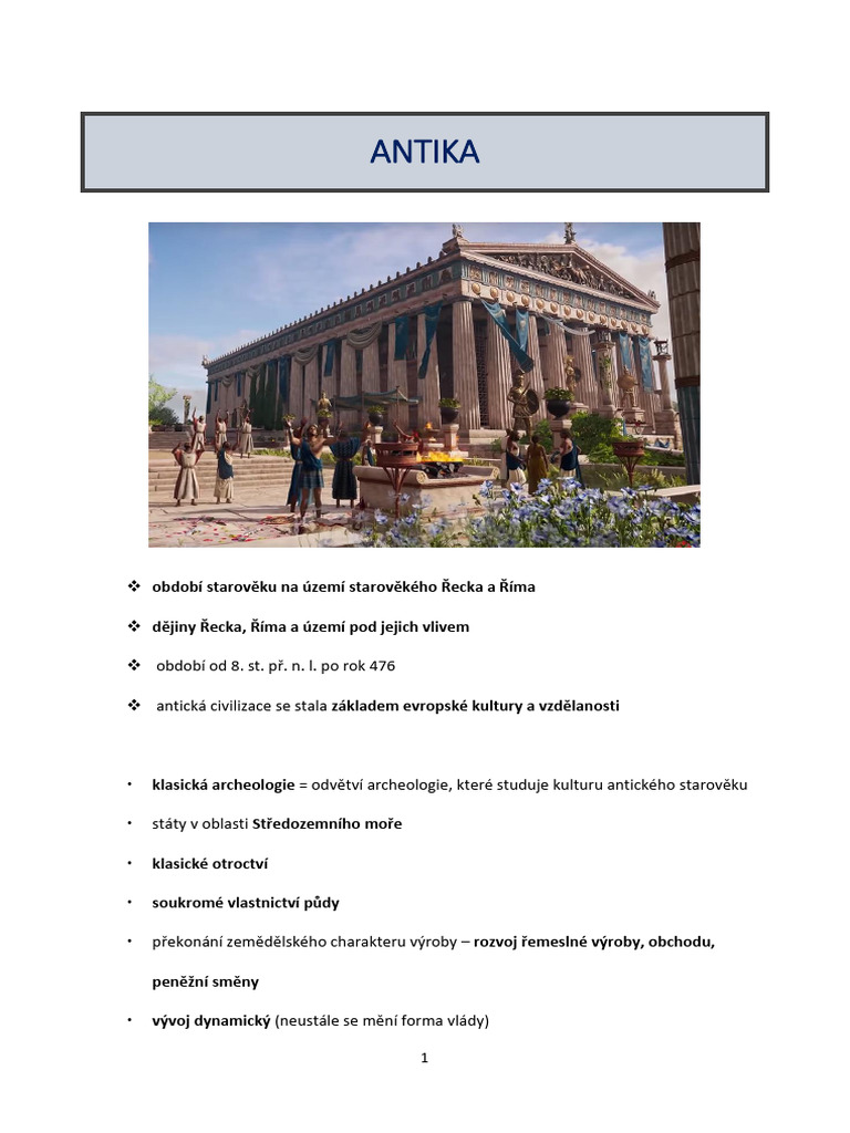 Antika + Úvod Do Řecka | PDF