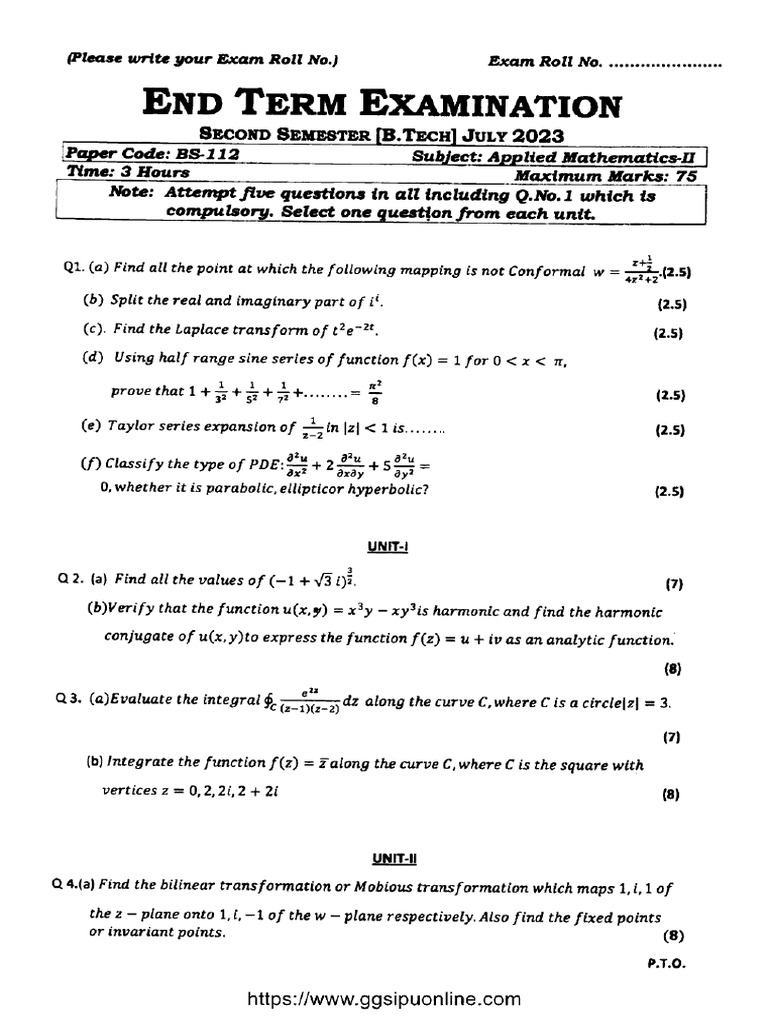 Btech 2 Sem Applied Mathematics 2 Bs 112 Jul 2023 | PDF