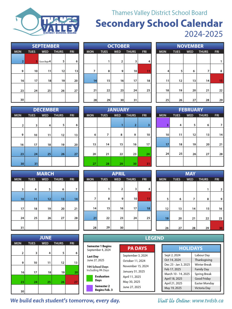 TVDSB 2025-26 School Calendar | PDF | Schools | Seasons
