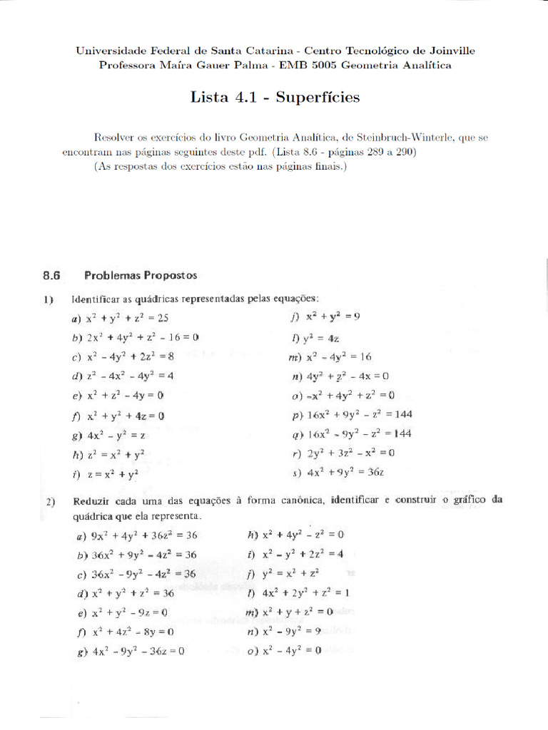 GA-Lista 4.1 Superfícies | PDF