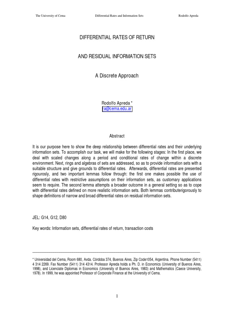 WP177.Differential Rates of Return and Residual Information Sets | PDF ...