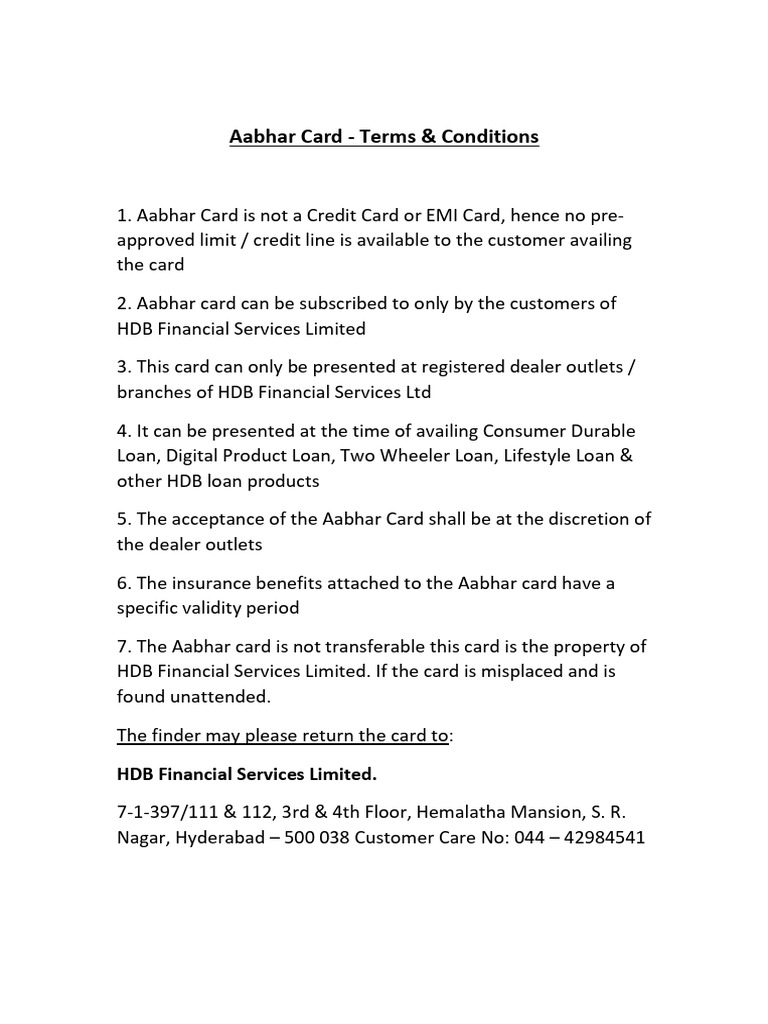 Aabhar Card TC | PDF