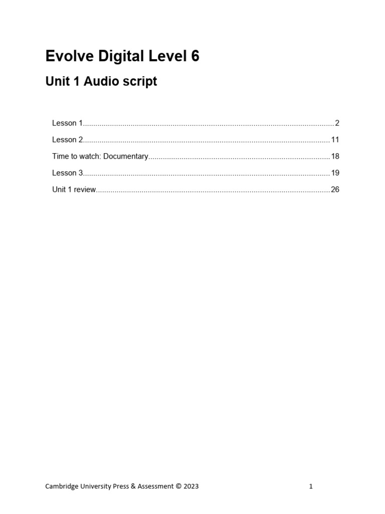 Evolve Digital Level 6 Unit 1 Audio Scripts | PDF | Speech Recognition ...