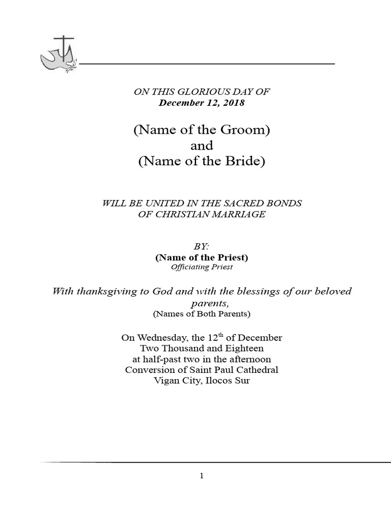 Wedding Missalette Draft | PDF | Eucharist | God The Father