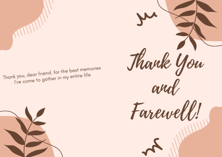 Brown and Pink Aesthetic Farewell Card | PDF
