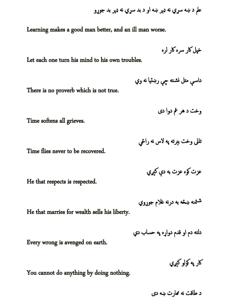 Pashto Proverbs on Life and Death | PDF