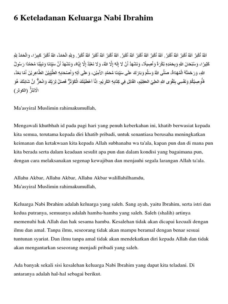 6 Keteladanan Keluarga Nabi Ibrahim | PDF