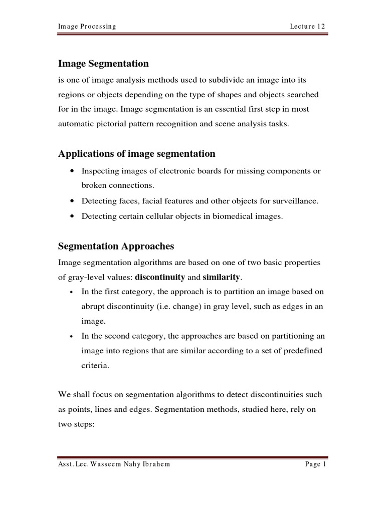 DIP_Lecture12 | PDF | Image Segmentation | Computer Vision