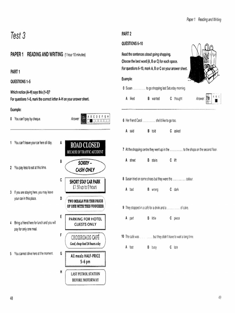 Cambridge KET 4 - TEST 3 | PDF