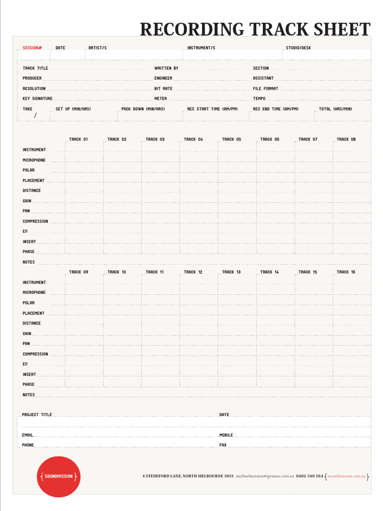 Studio Log Sheets | PDF