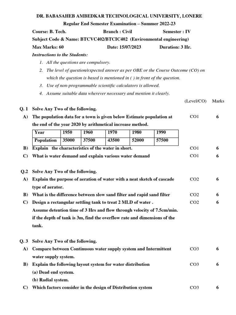 Environmental Engineering 3 | PDF | Water | Environmental Science
