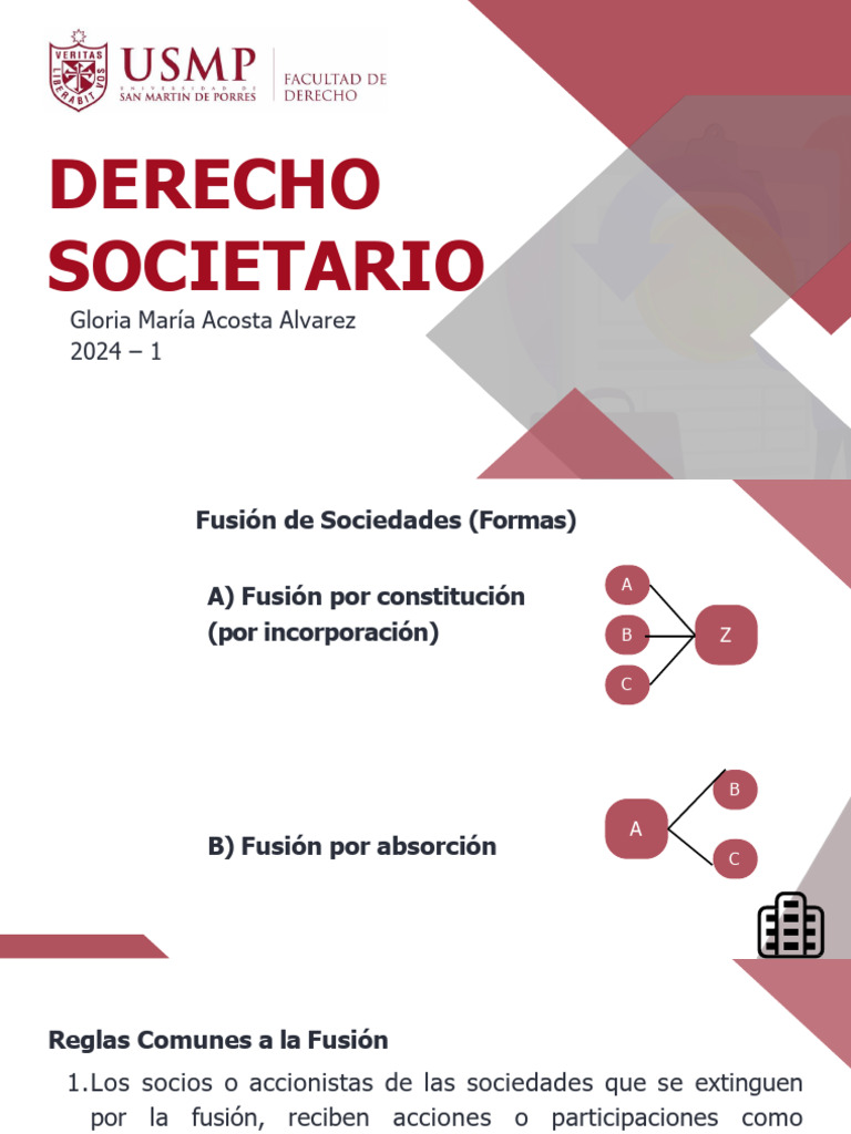 Derecho Societario - Fusion | PDF | Sociedad