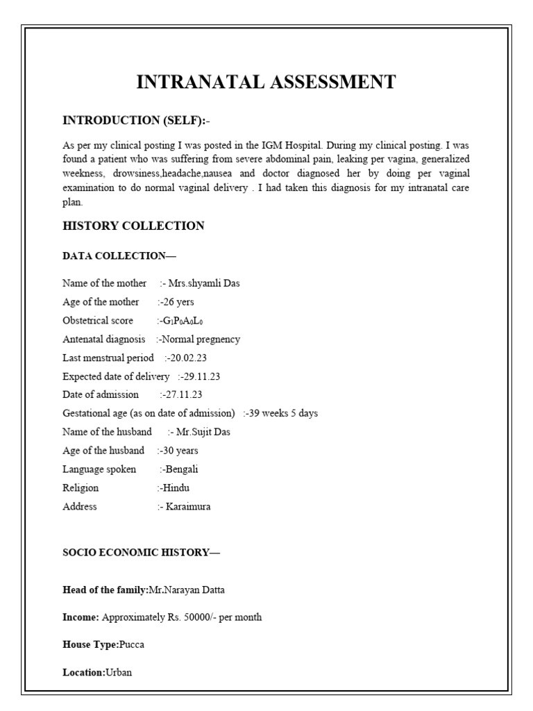 Care Plan Format Intranatal | PDF | Pregnancy | Childbirth