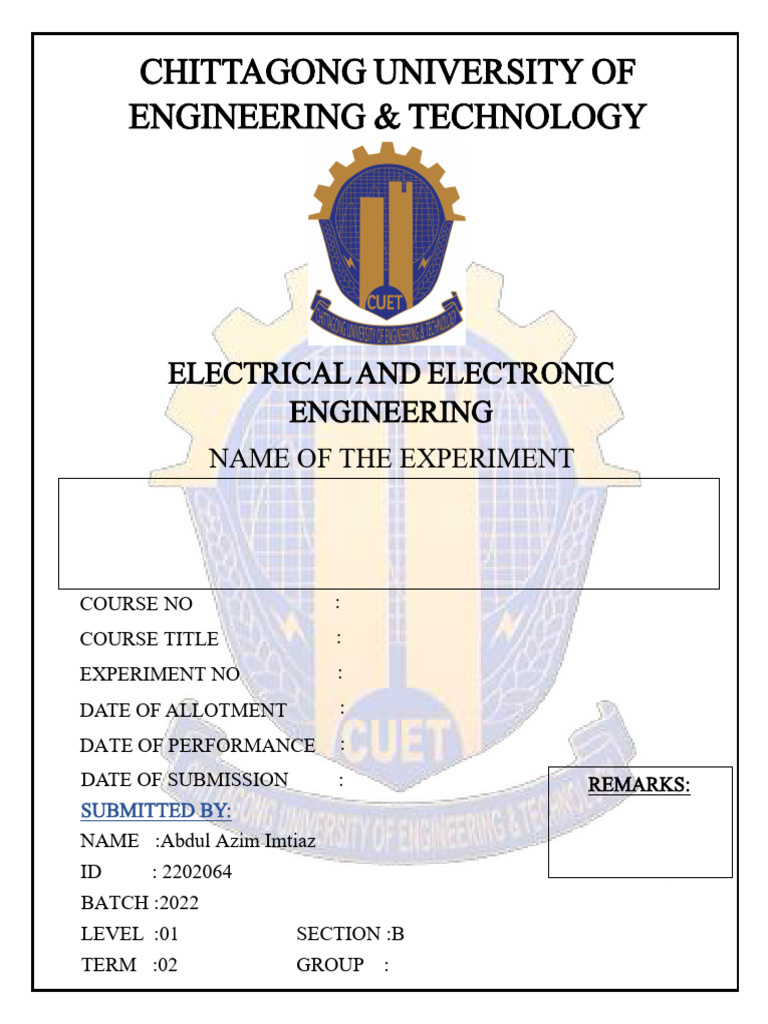 Experi Cover Page | PDF | Technology & Engineering