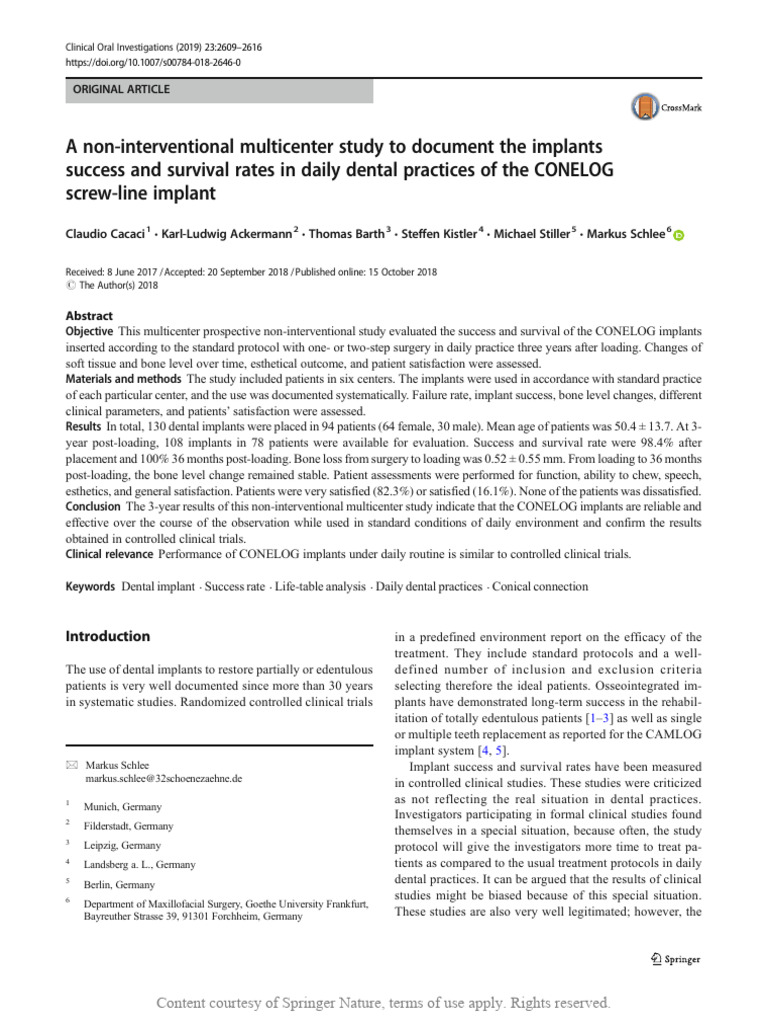 A Non-Interventional Multicenter Study To Document | PDF | Dental ...