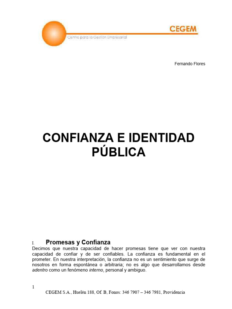 Confianza y Identidad Pública | PDF | Mercado (economía)