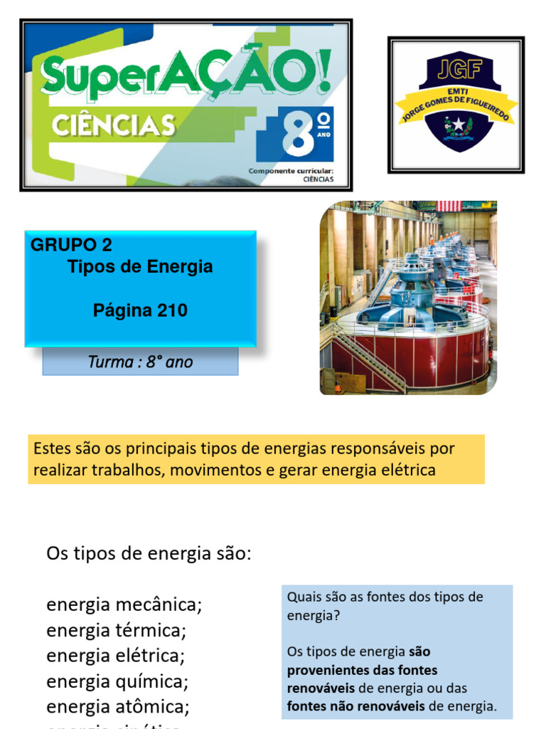 GRUPO 2 - ENERGIA Tipos de Energia - PPTX (Original) | PDF | Calor | Potência nuclear