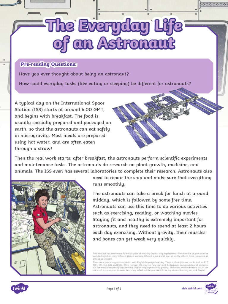 A Day in The Life of An Astronaut (June Teens Reading Pack) | PDF ...