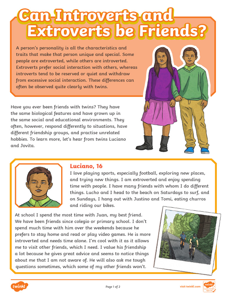 Introverts and Extroverts: Friendship Dynamics | PDF | English As A ...