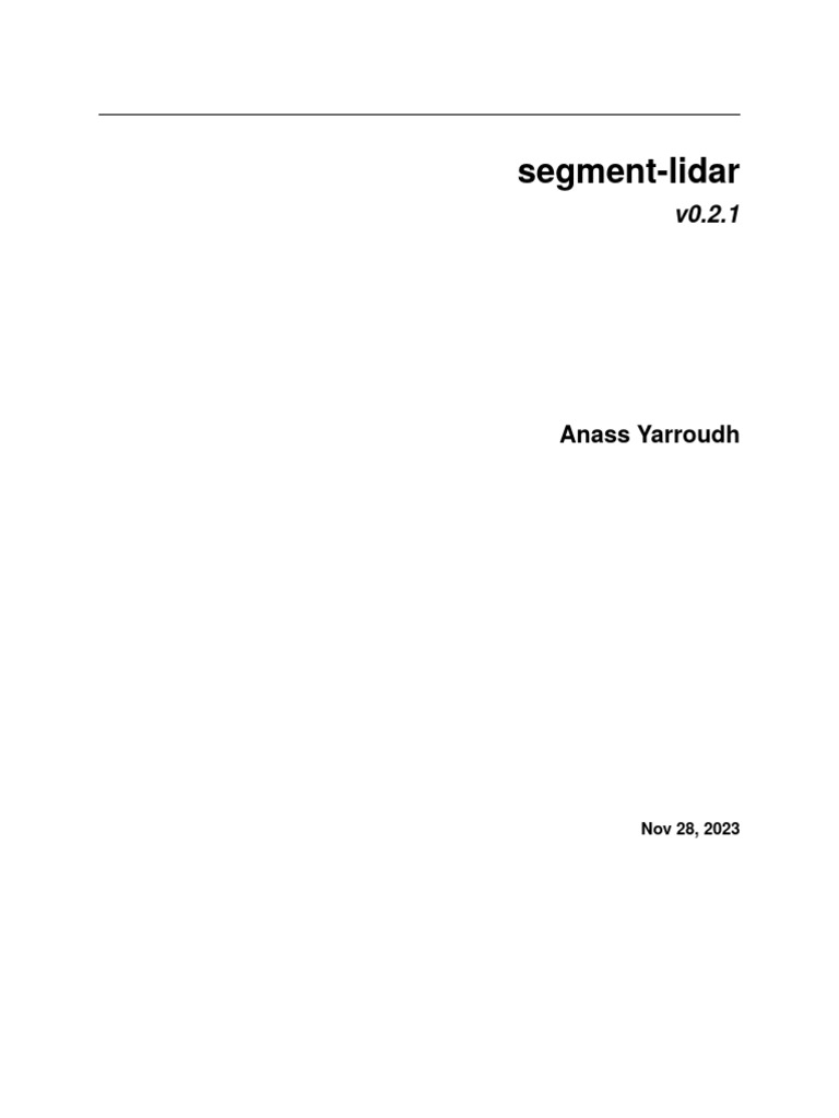 Unsupervised LiDAR Segmentation Tool | PDF | Parameter (Computer ...