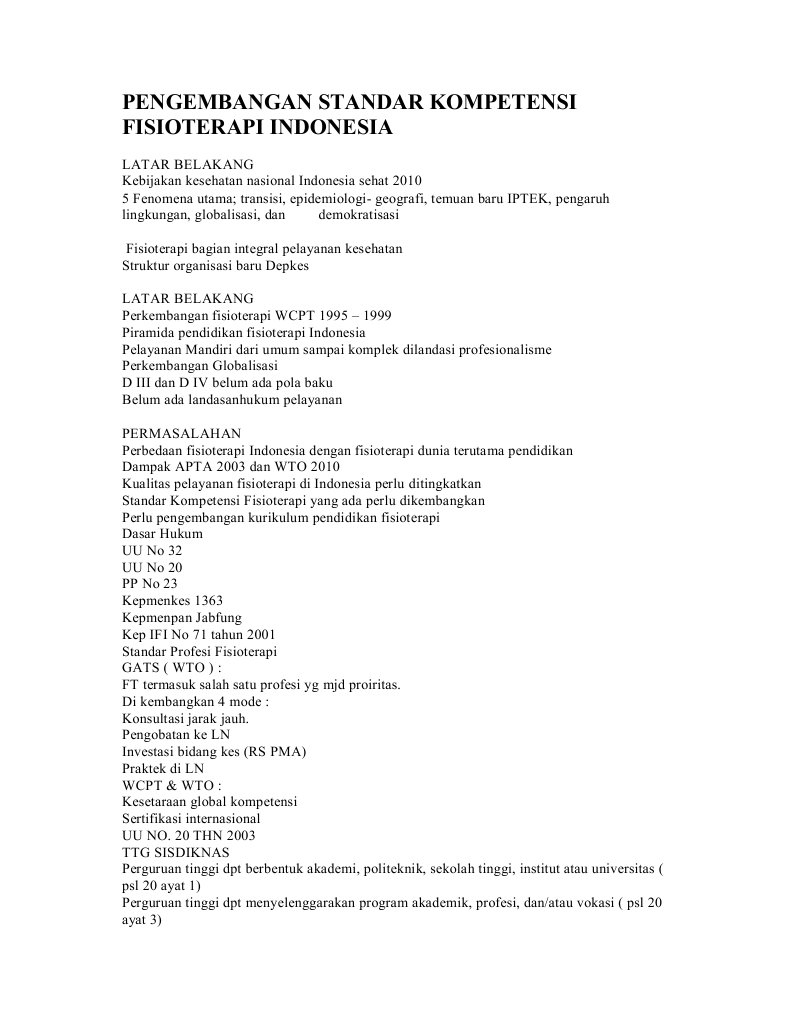 An Standar Kompetensi Fisioterapi | PDF