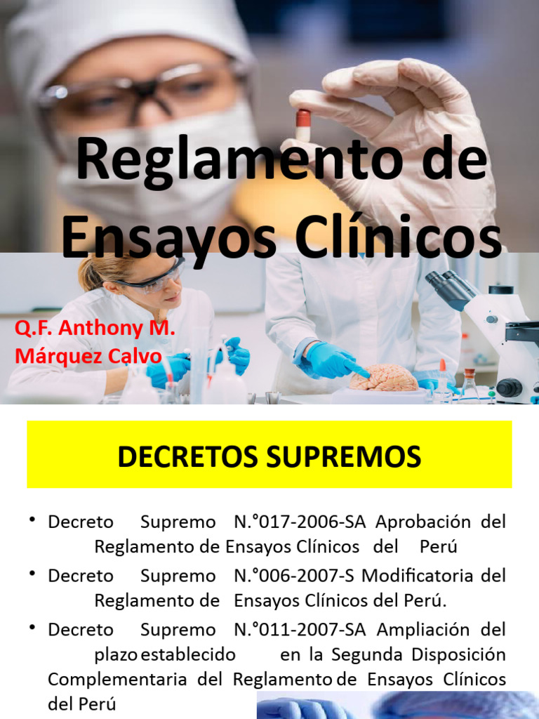 Clase 13 Reglamentos de Ensayos Clinicos en Peru | Descargar gratis PDF | Ensayo clínico ...